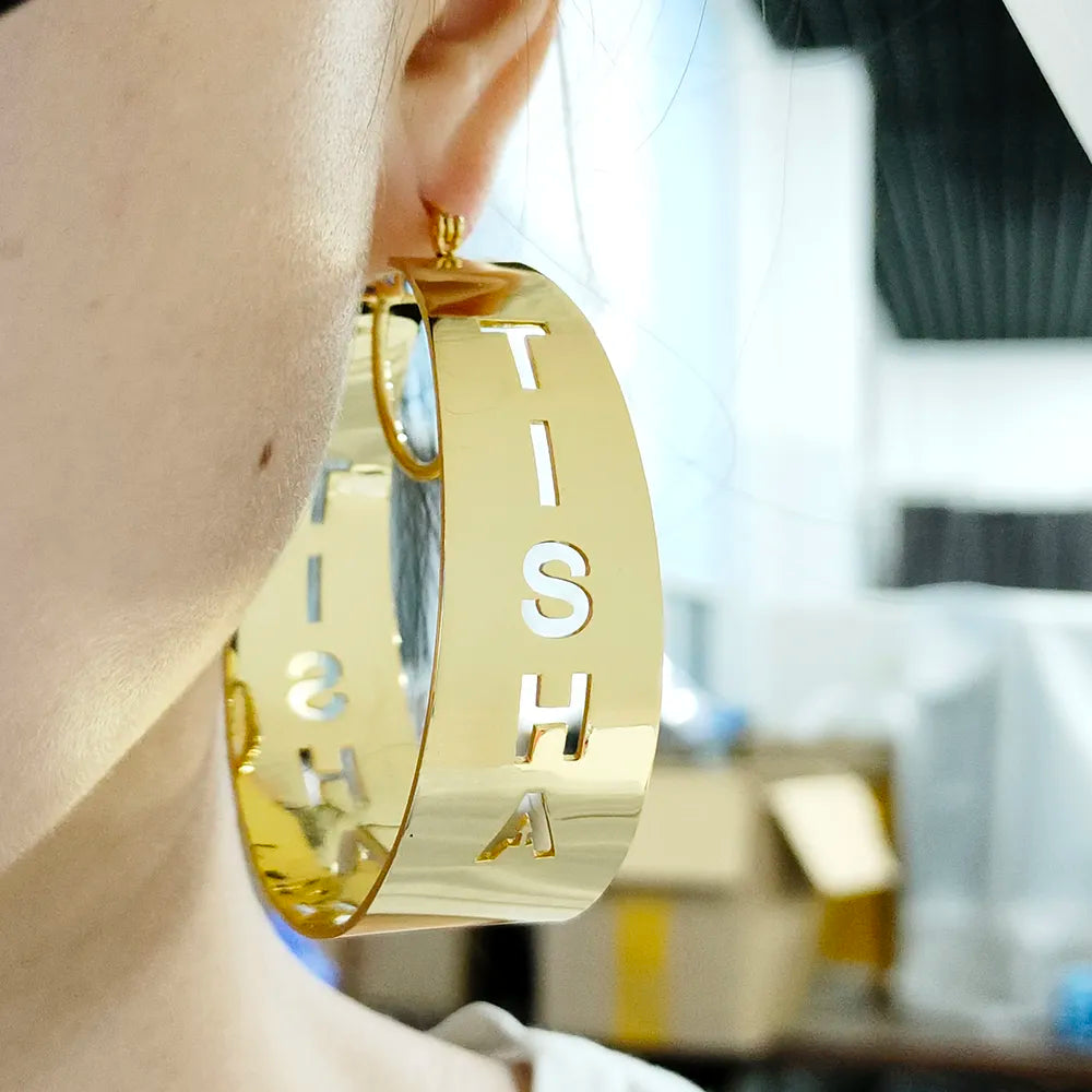 Bold Custom Name Hoops – Beauty of the Belle