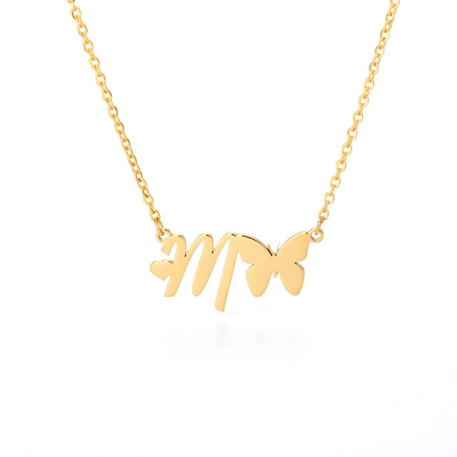 Butterfly Initial Necklace Beauty of the Belle